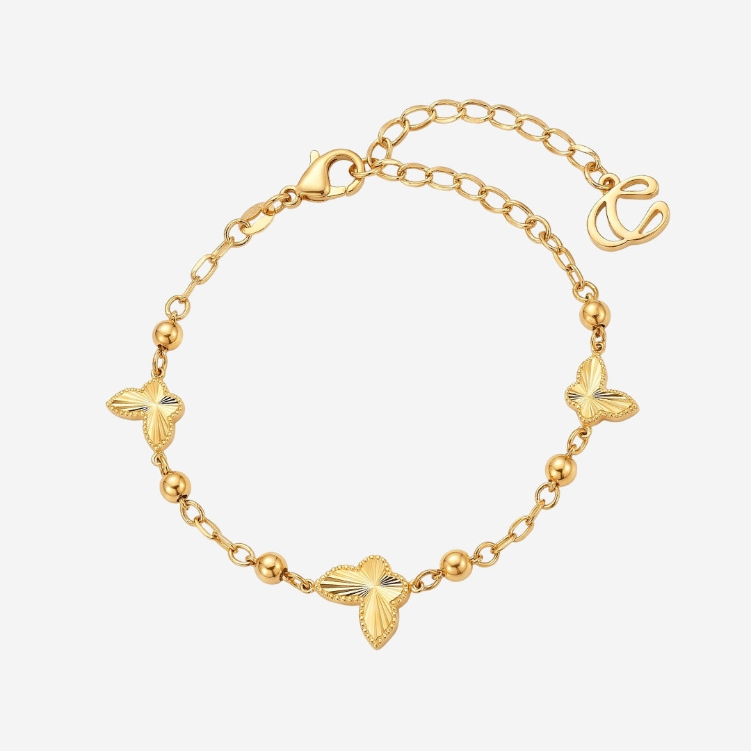 Belia Butterfly Dotted Link Chain Bracelet in Gold – Celovis Jewellery