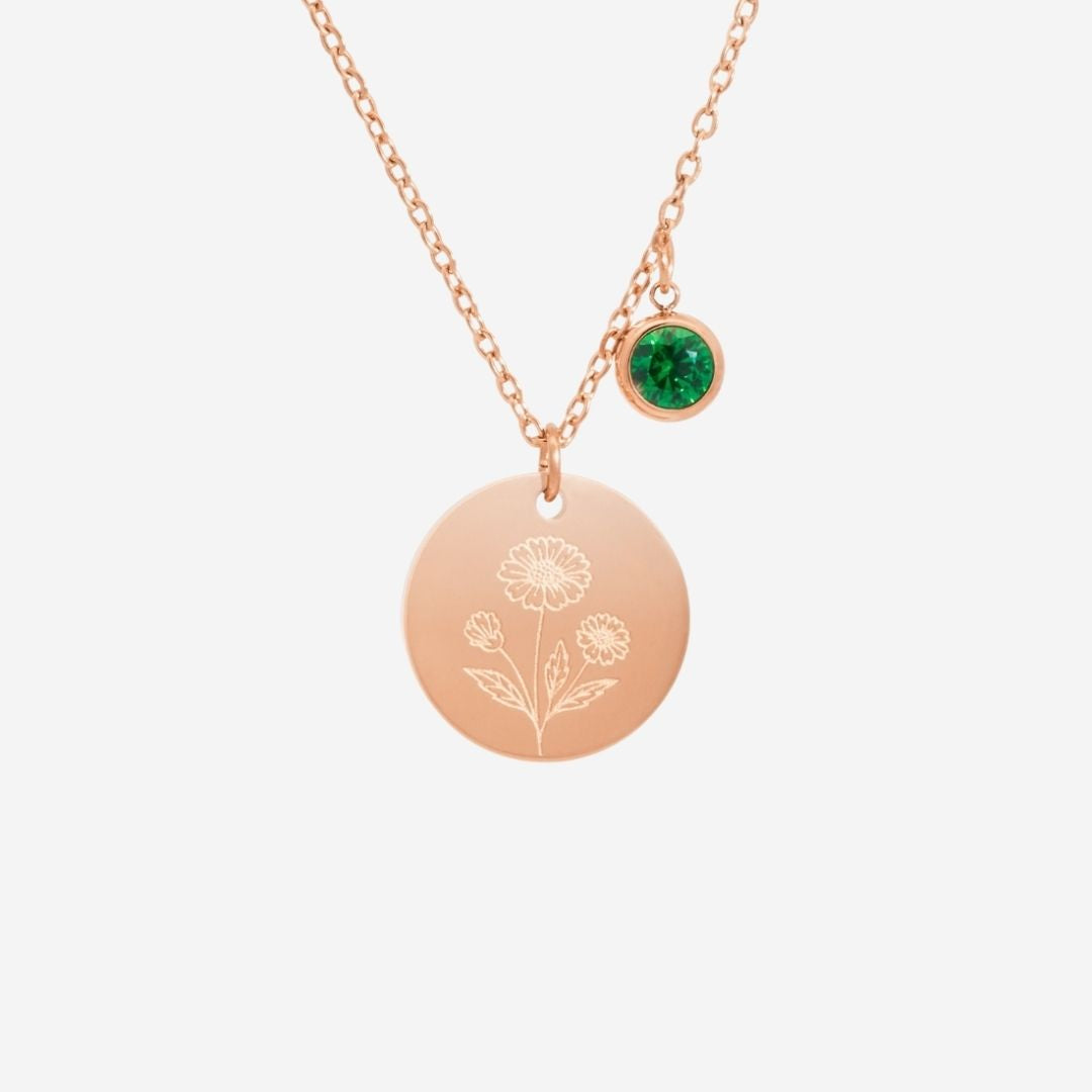 May Birth Flower & Stone Pendant Chain Necklace – Celovis Jewellery